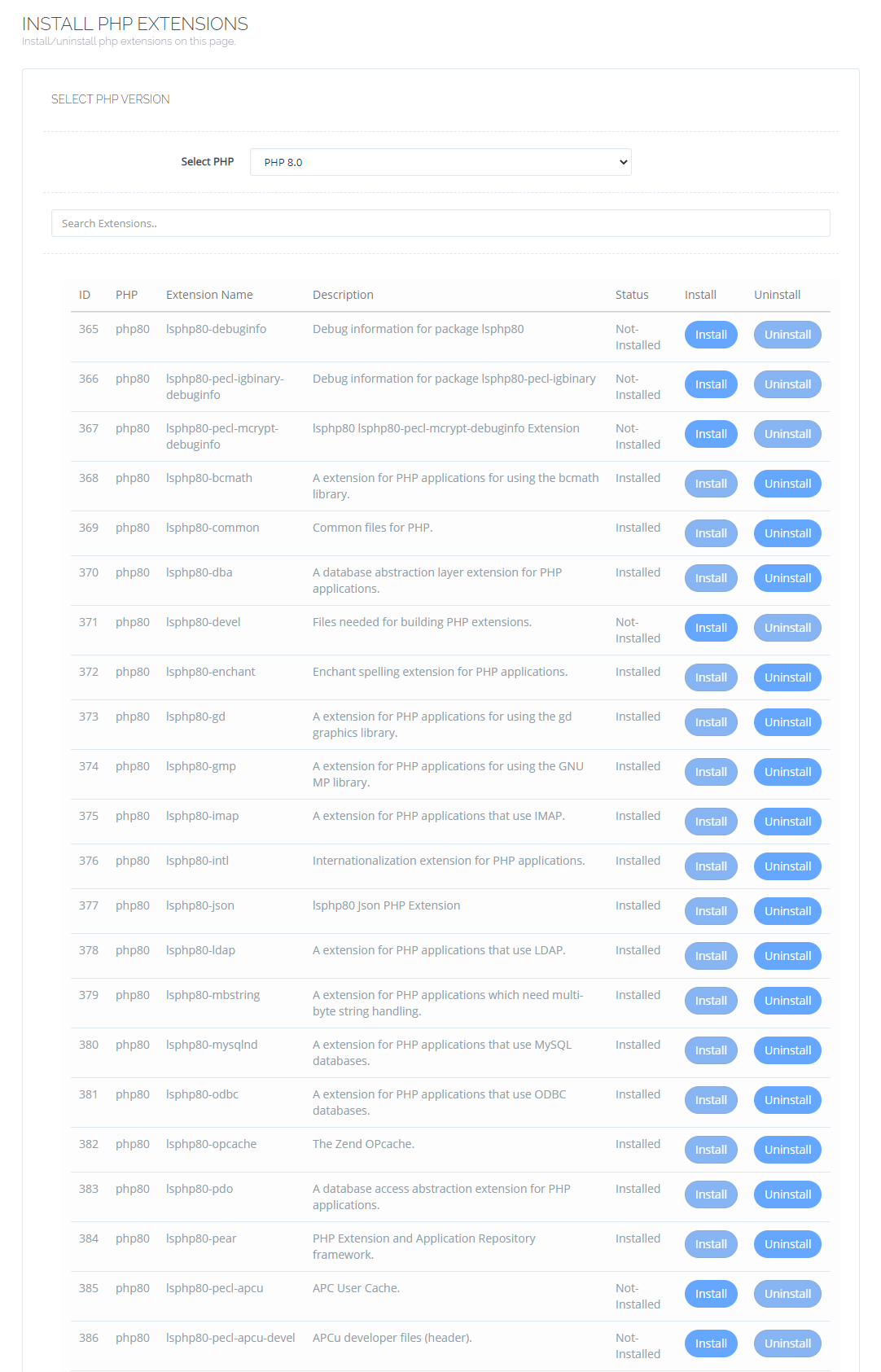 Các Tiện Ích Mở Rộng Của PHP (PHP Extensions) Trong CYBERPANEL - VinaHost